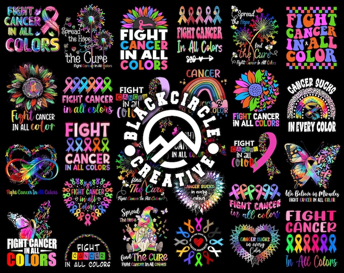 12 PNG Fight Cancer in All Colors Cancer Awareness Bundle PNG File ...