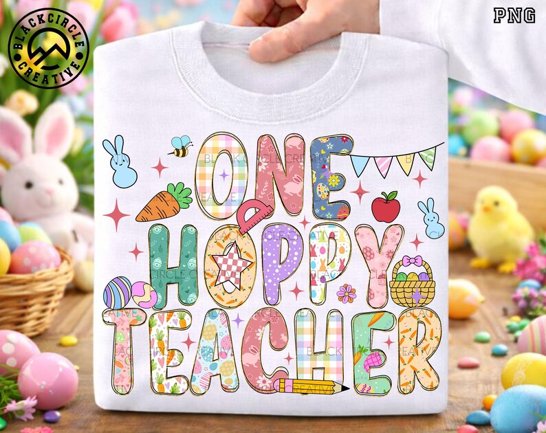 Personalized One Hoppy Teacher Png, Custom Teacher Name, Easter School ...
