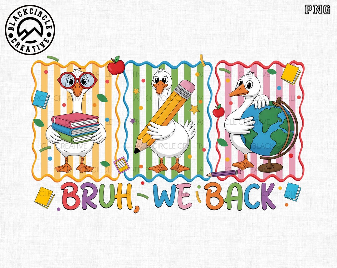 Bruh We Back Png, School Goose Png, School Supplies Png, Student Goose ...