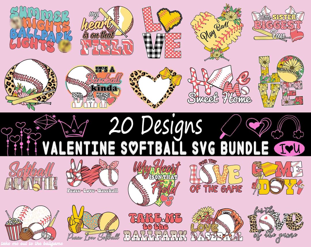 Valentine Svg Bundle, Valentine Softball Svg, Valentine's Day Svg ...