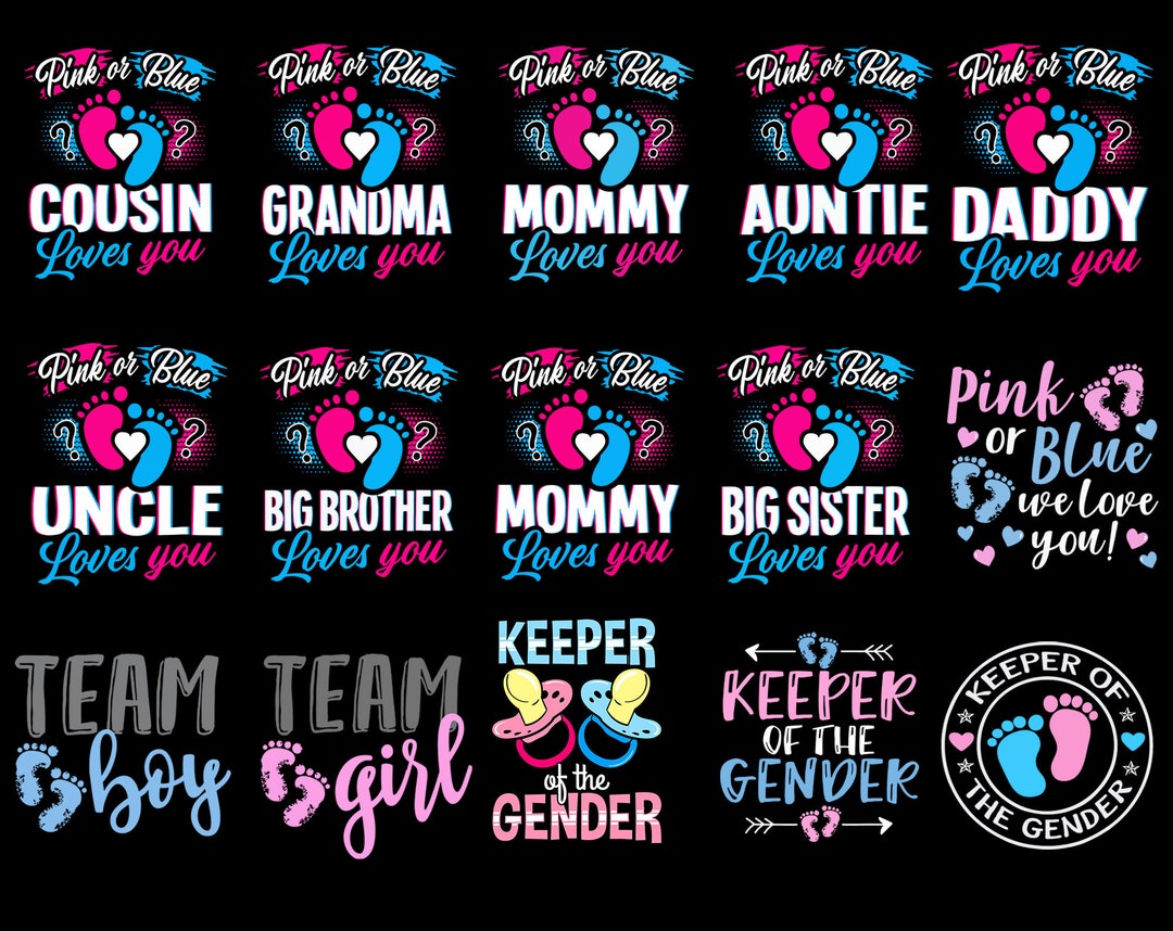 Gender Reveal Png Bundle, Pink or Blue We Love You Png, Baby Footprint ...