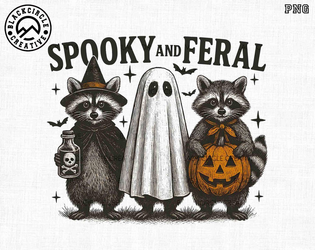 Spooky and Feral Png, Raccoon Ghost Png, Spooky Pumpkin Png, Trick or ...