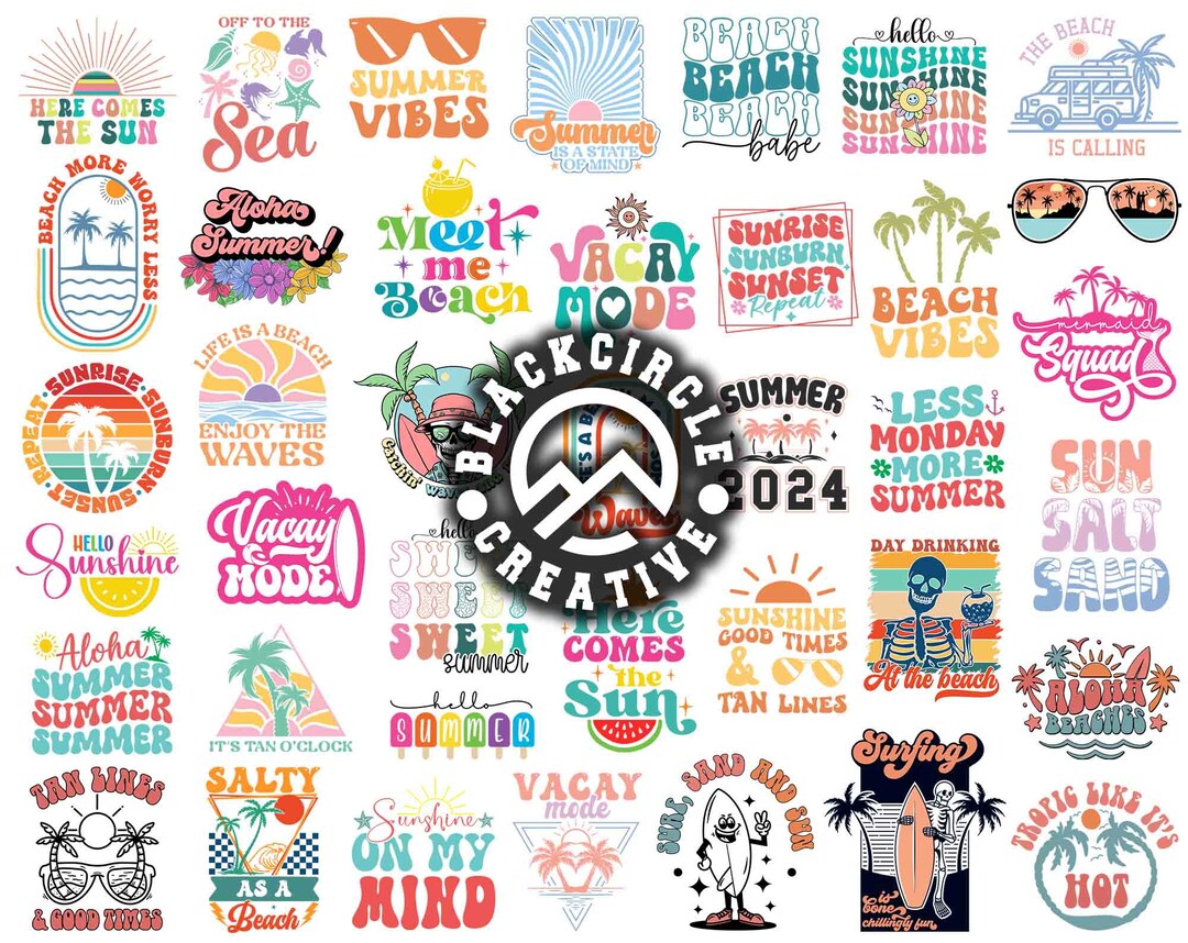 Retro Summer Svg Bundle, Retro Beach Svg, Summer Beach Vibes Svg ...