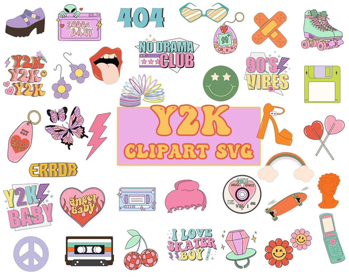 Y2K Retro Aesthetic Clipart Set Svg Y2K Vector Y2K - Etsy UK