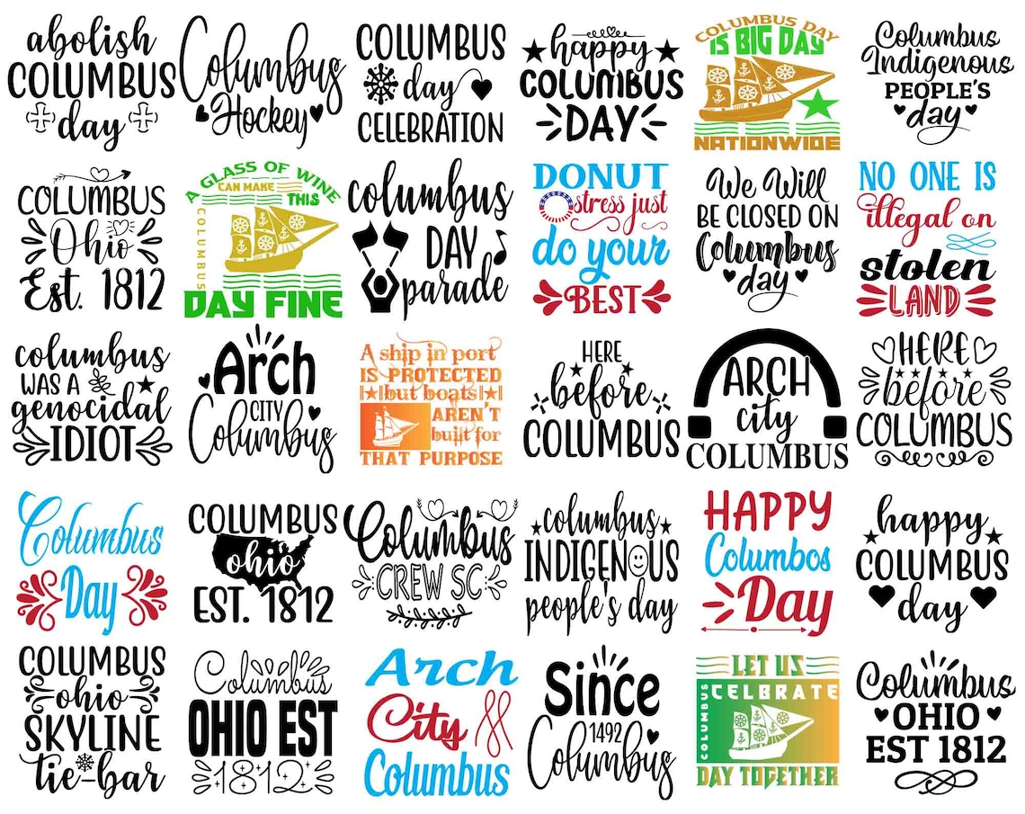 Happy Columbus Day Svg Bundle Columbus Day Printable Design - Etsy