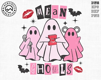 Mean Ghost Svg, Pink Ghouls, Pinky, Retro Halloween Svg, Ghouls Ghost ...