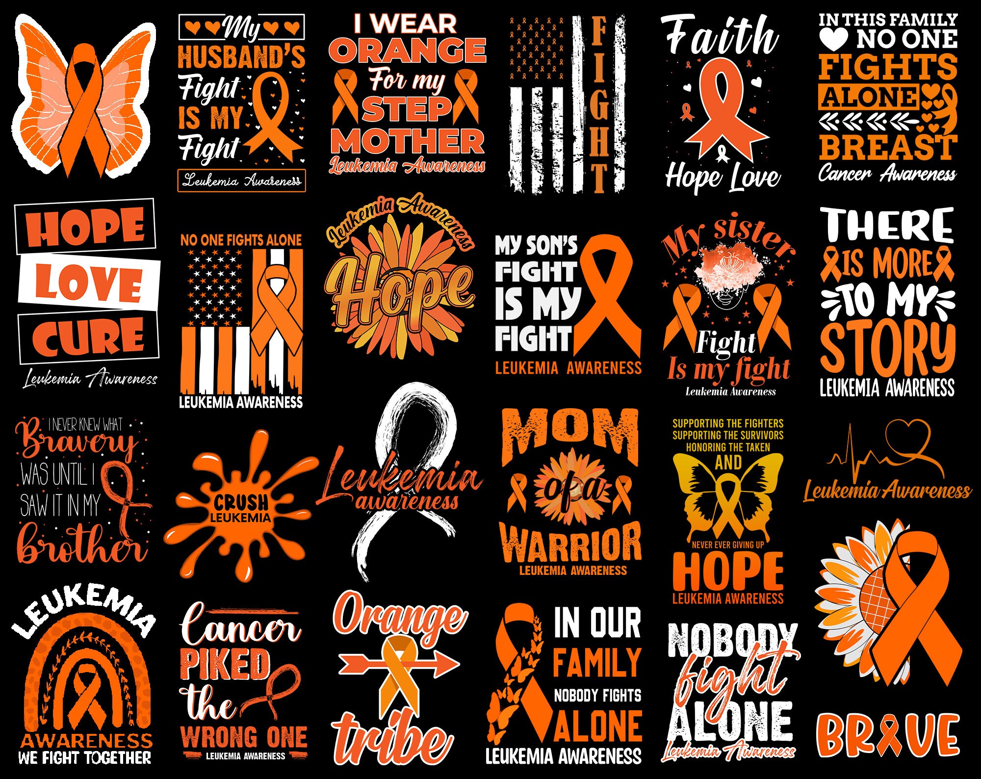 Leukemia Awareness Svg Bundle, Orange Ribbon Svg, Leukemia Ribbon Svg ...