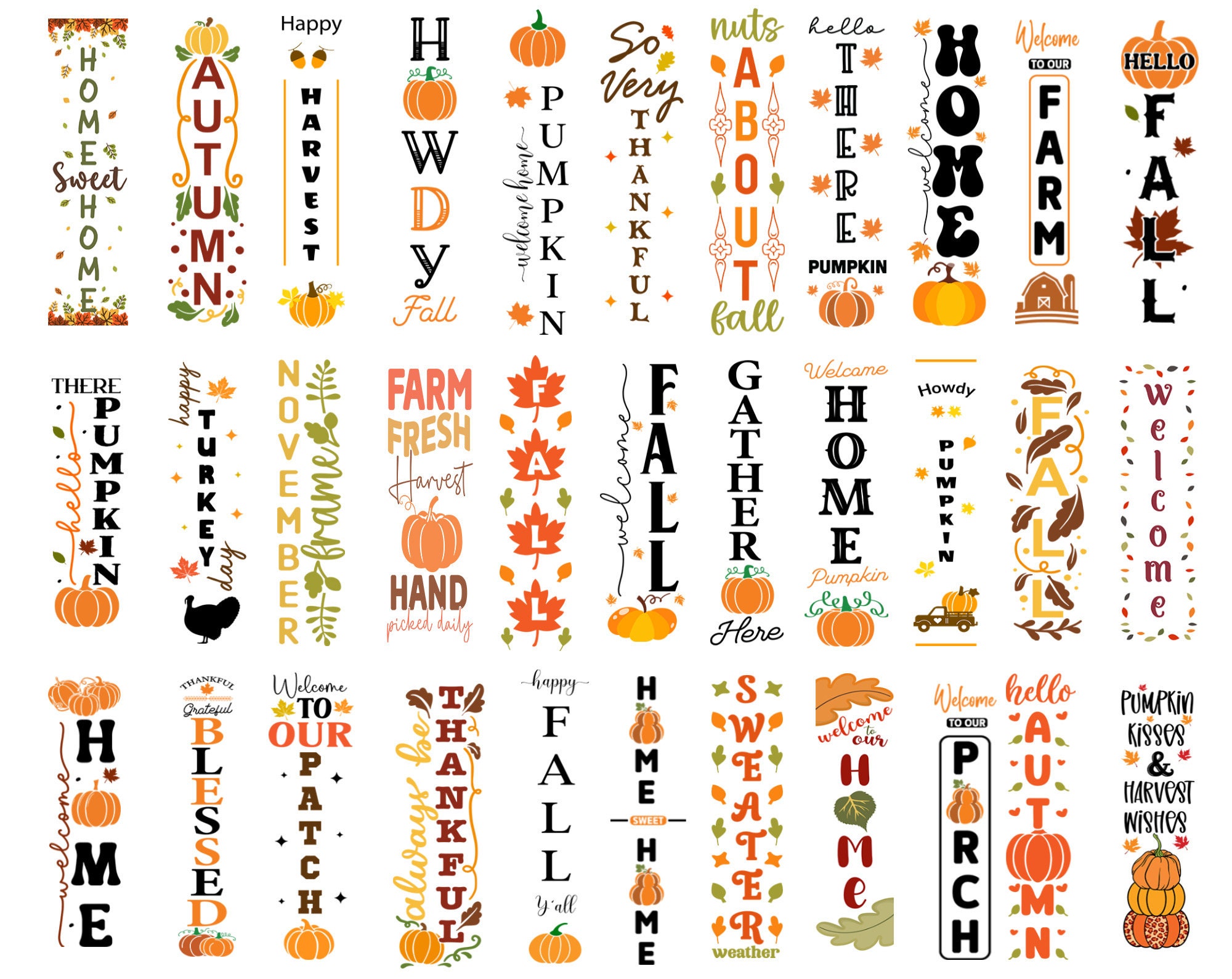 Fall Porch Sign Svg Bundle, Thanksgiving Porch Sign Svg, Fall Vibes Svg ...