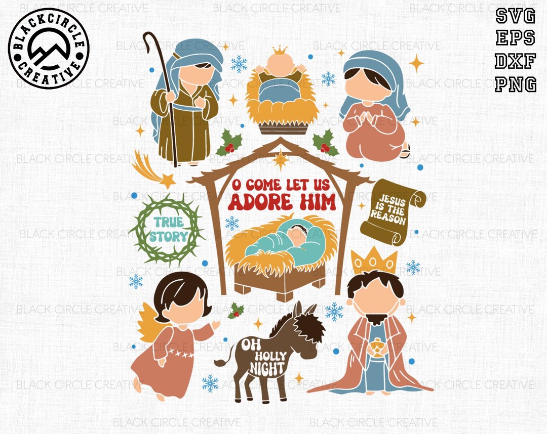 O Come Let Us Adore Him Svg, Jesus Christmas Svg, Christian Christmas Svg, Nativity Scene Svg ...