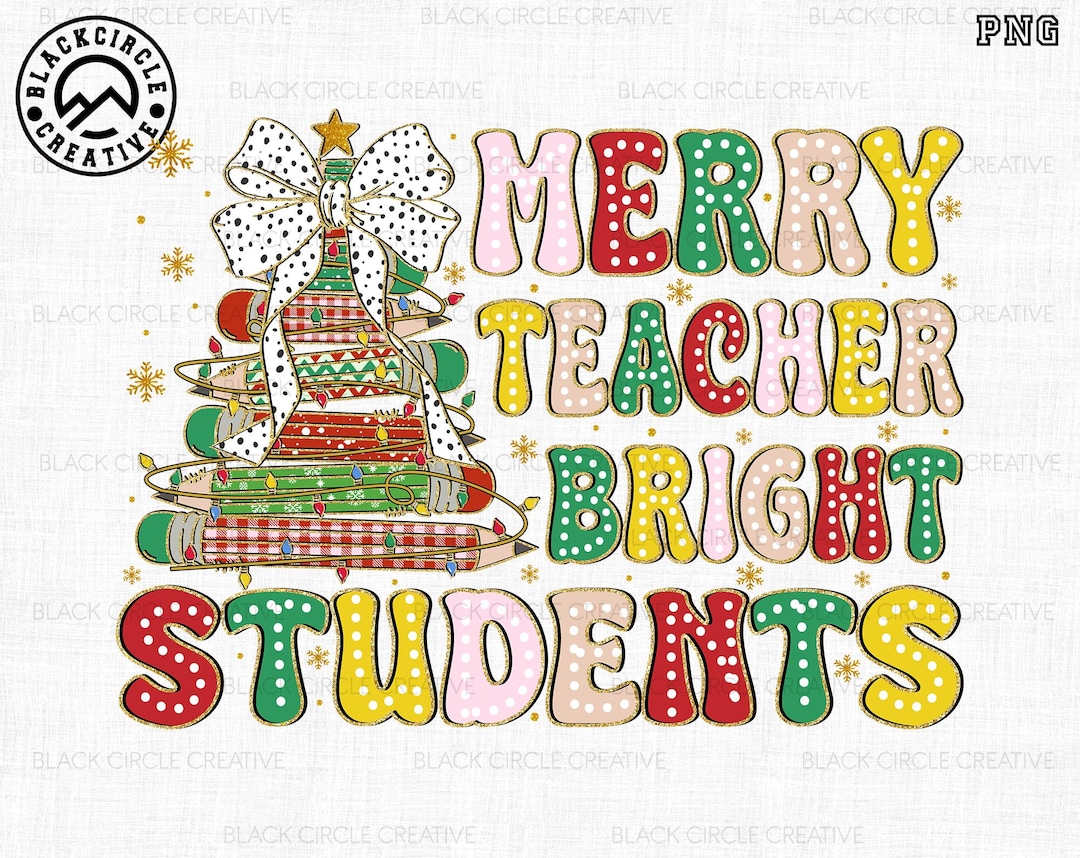 Merry Teacher Bright Students Png, Colorful Glitter Coquette Bow ...