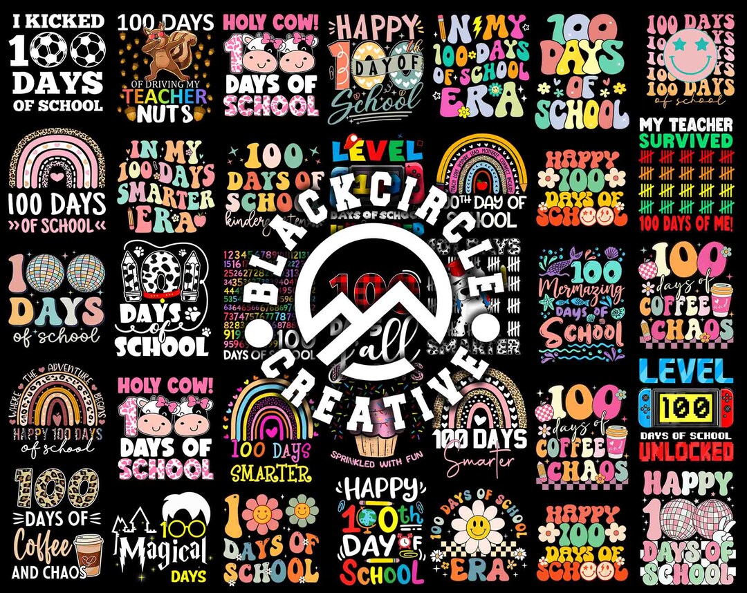 100 Days of School Png Bundle, 100th Day of School Teacher Png, 100 ...