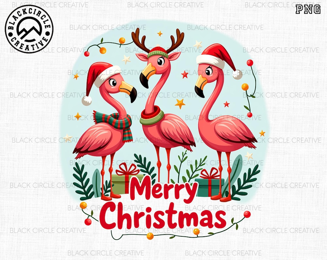 Flamingo Merry Christmas Png, Christmas Animal Png, Tropical Christmas ...