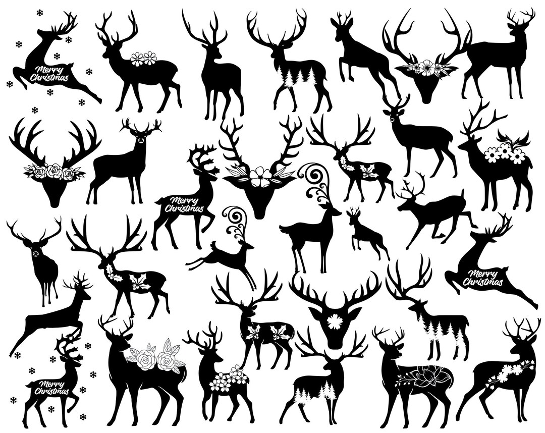 Christmas Deer Svg Bundle, Moose SVG, Reindeer SVG, Deer Clipart ...