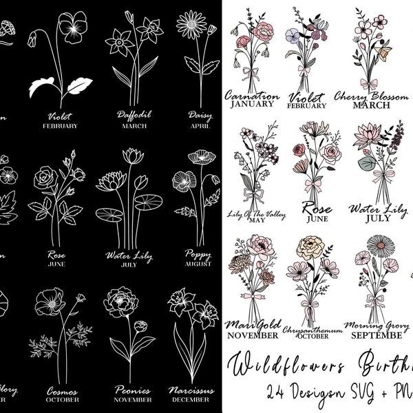 Birth Flower Svg - Etsy