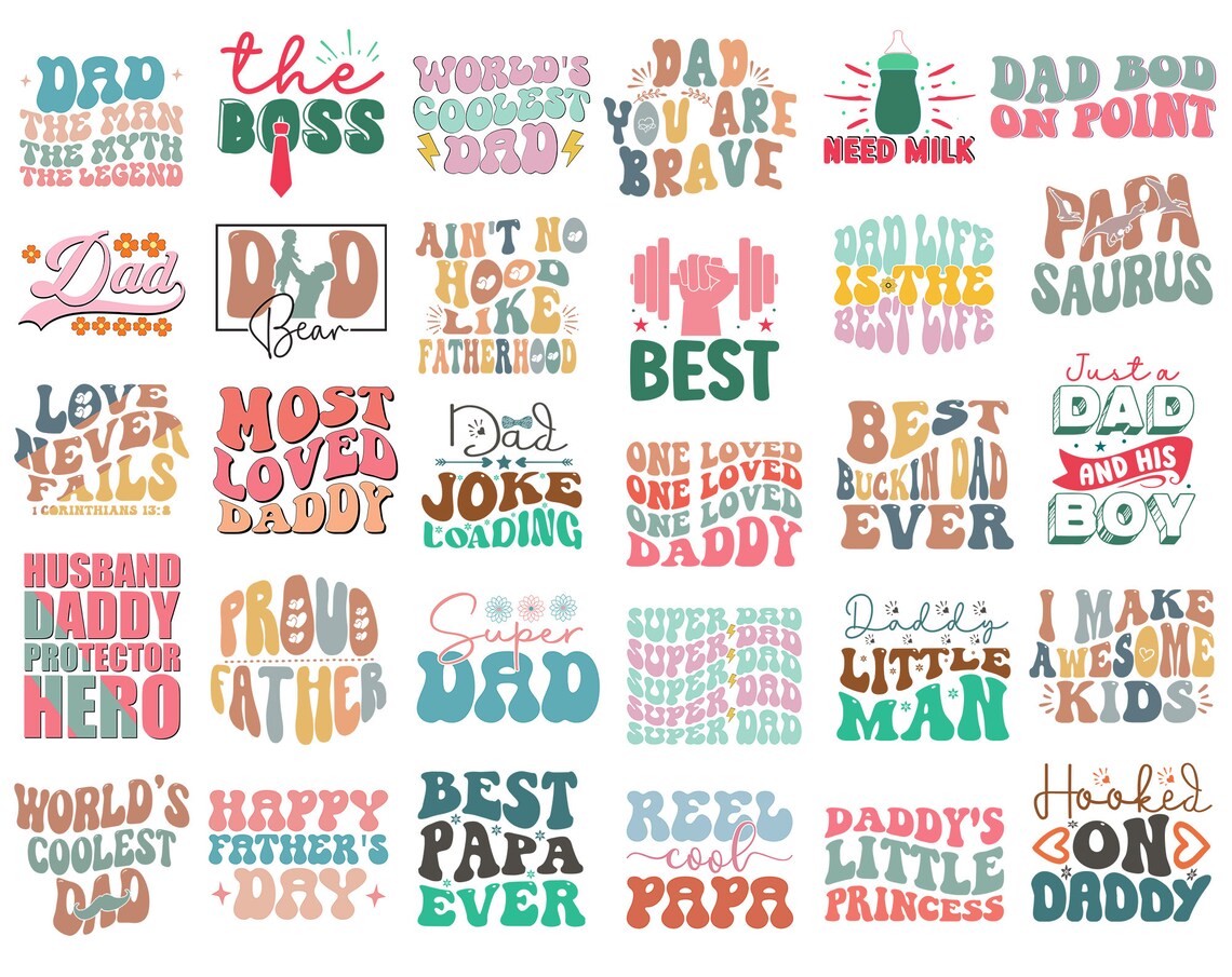 190 Retro Dad SVG Bundle Dad Bundle Svg Father's Day - Etsy