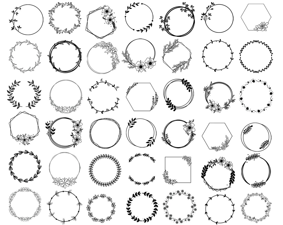 Wreath Floral Svg Laurel SVG Bundle Wreath Cut File Wedding - Etsy