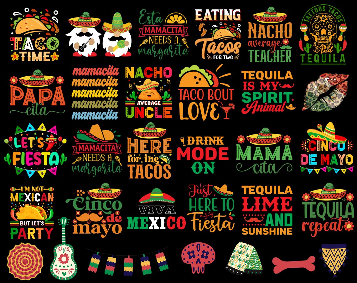 100 Cinco De Mayo Svg Bundle Mexican Party Svg Mexico Svg - Etsy