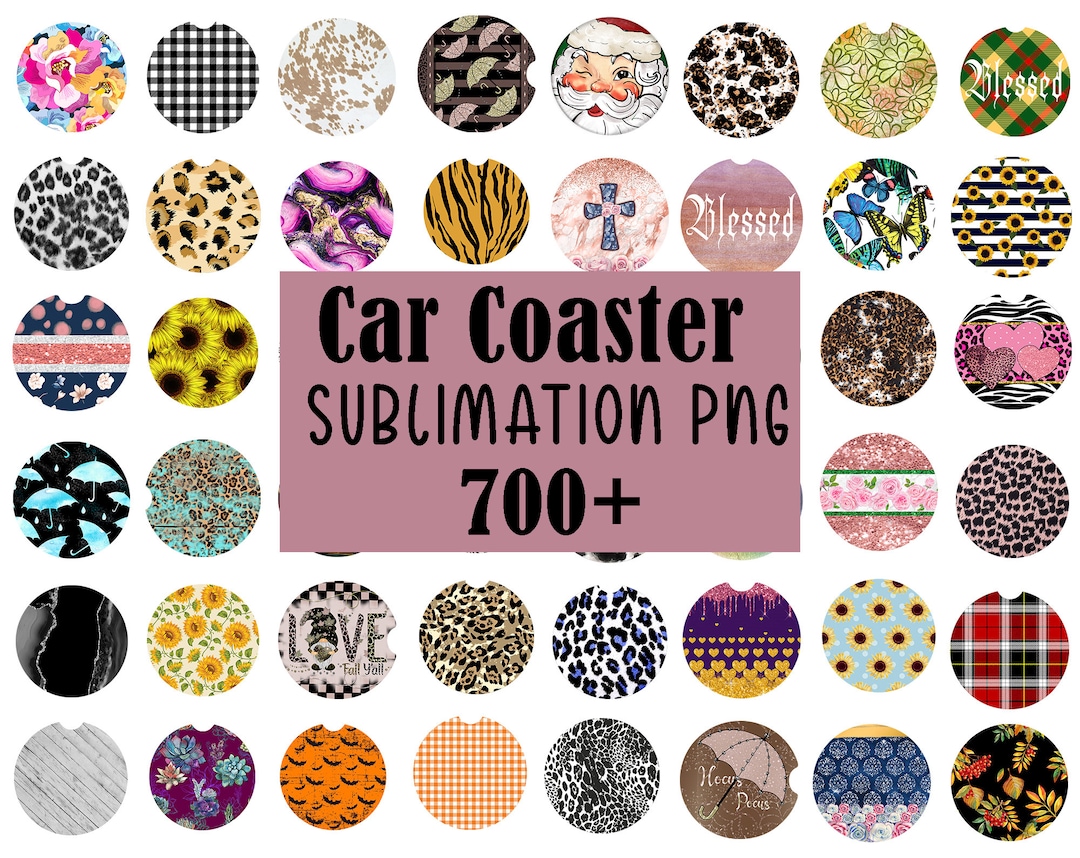 700+ Car Coaster Sublimation Png Bundle, Round Sublimation Design, Car ...
