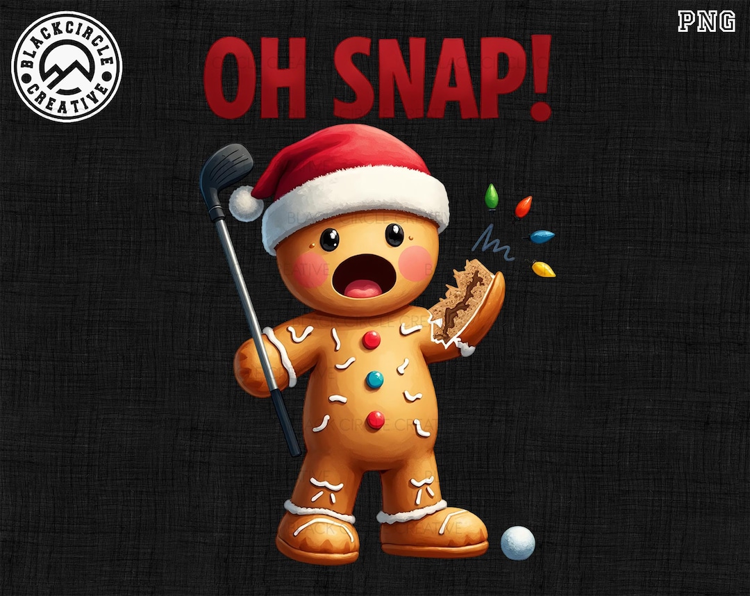 Oh Snap Png, Gingerbread Play Golf Png, Gingerbread Man Christmas Golf ...