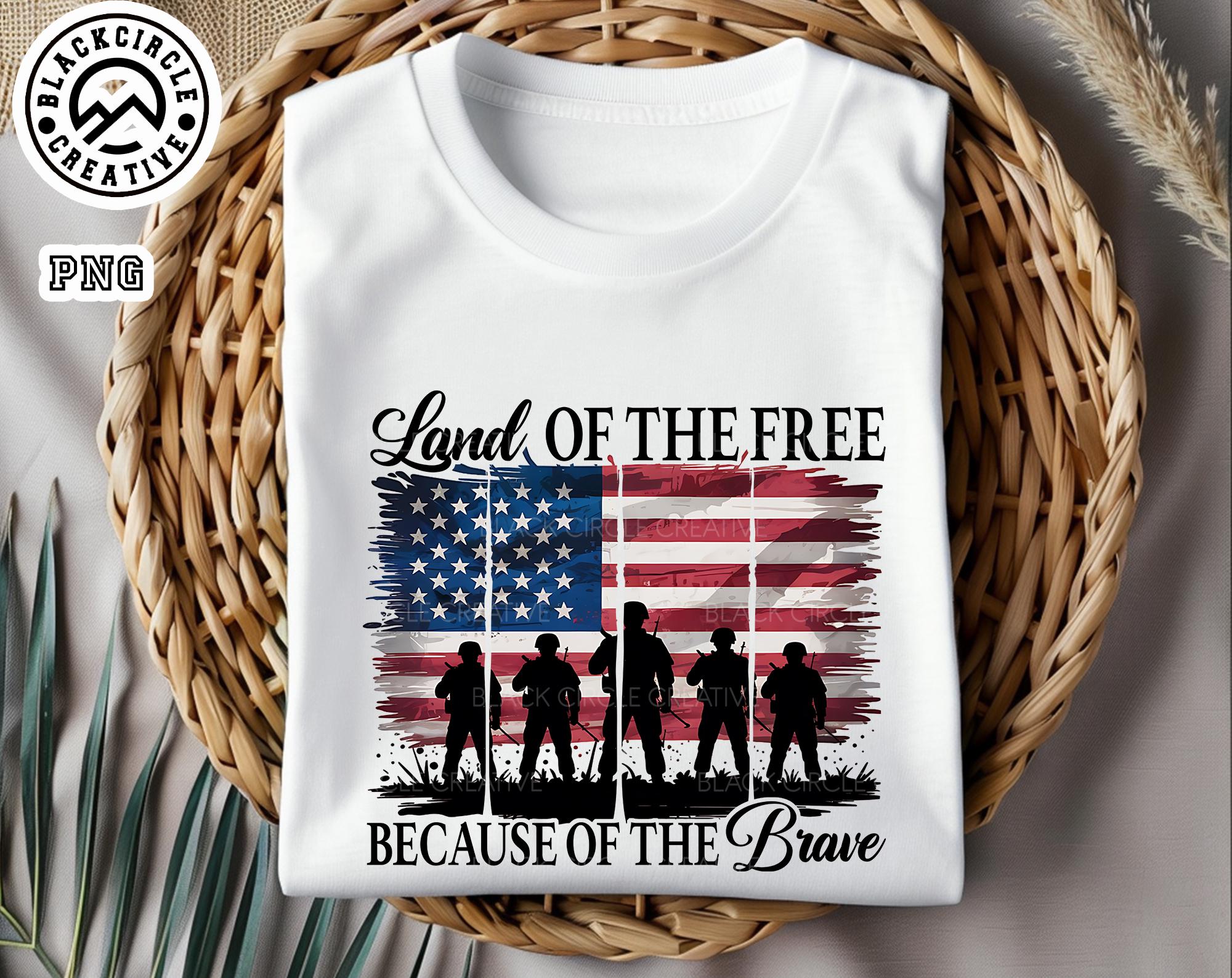 Land of the Free Because of the Brave Png,4th of July, USA Patriotic ...