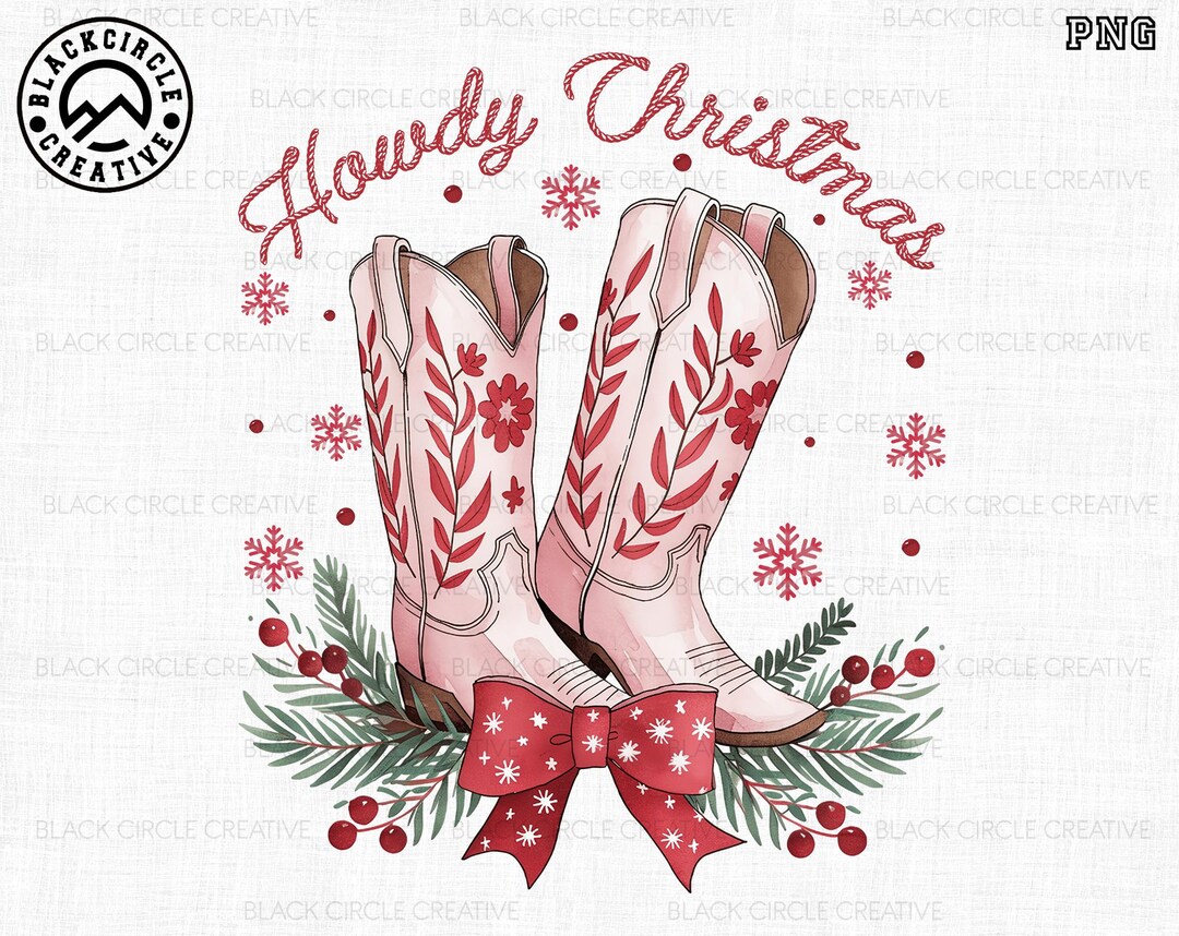 Howdy Christmas Png, Cowgirl Boots Png, Western Christmas Png, Coquette ...