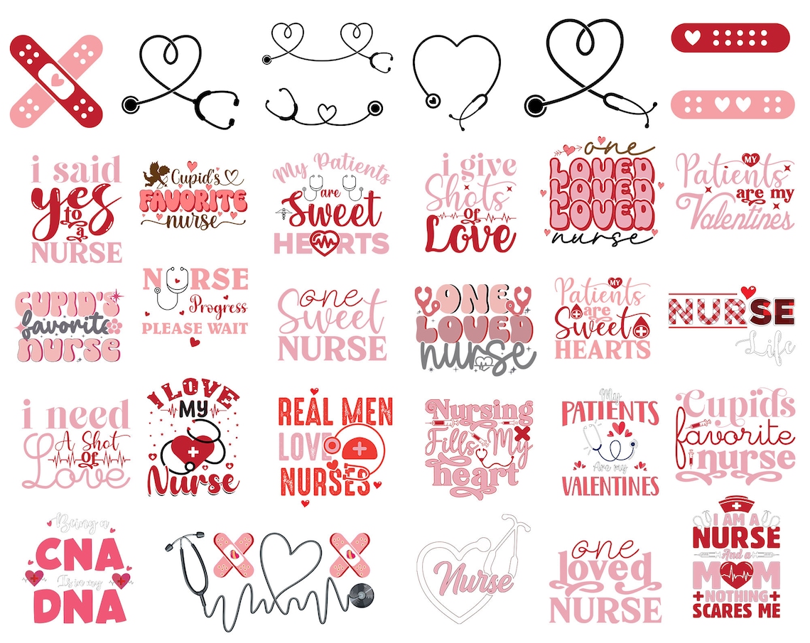 30 Nurse Valentine Png Bundle Stethoscope Valentine Png - Etsy
