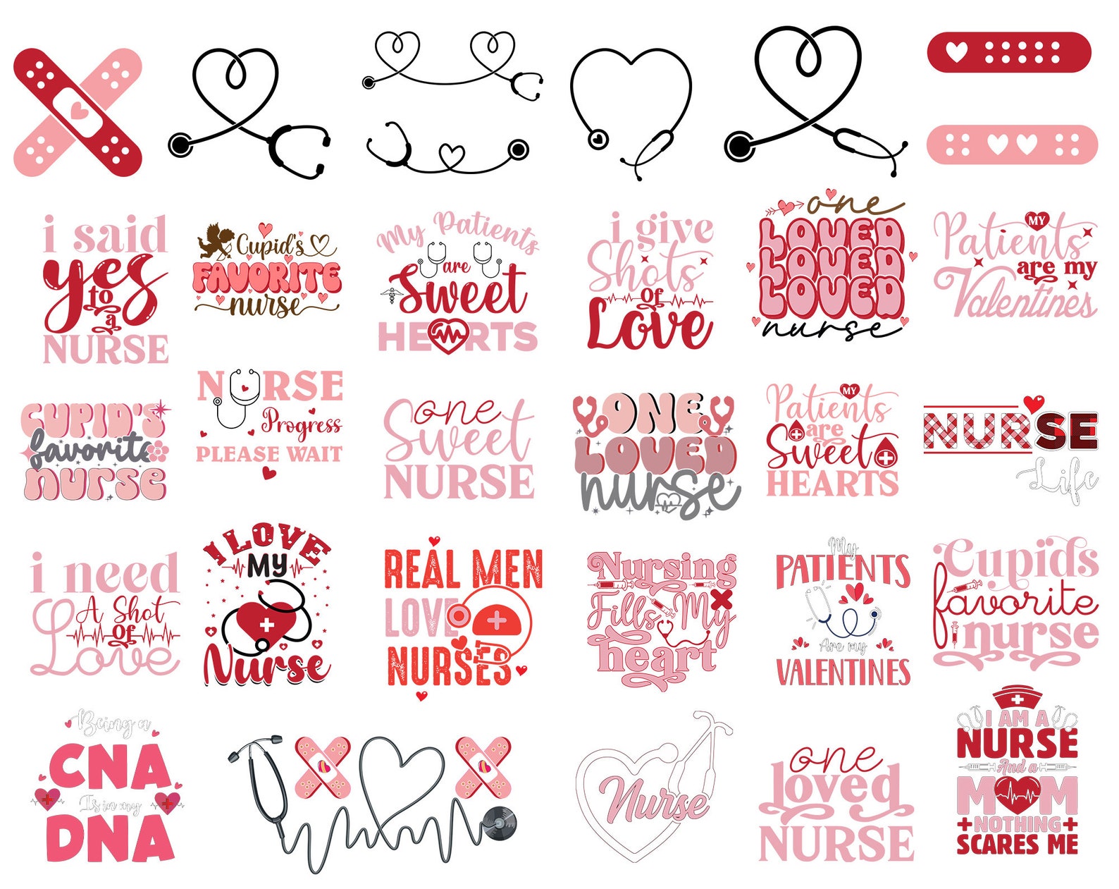 30 Nurse Valentine Png Bundle Stethoscope Valentine Png - Etsy