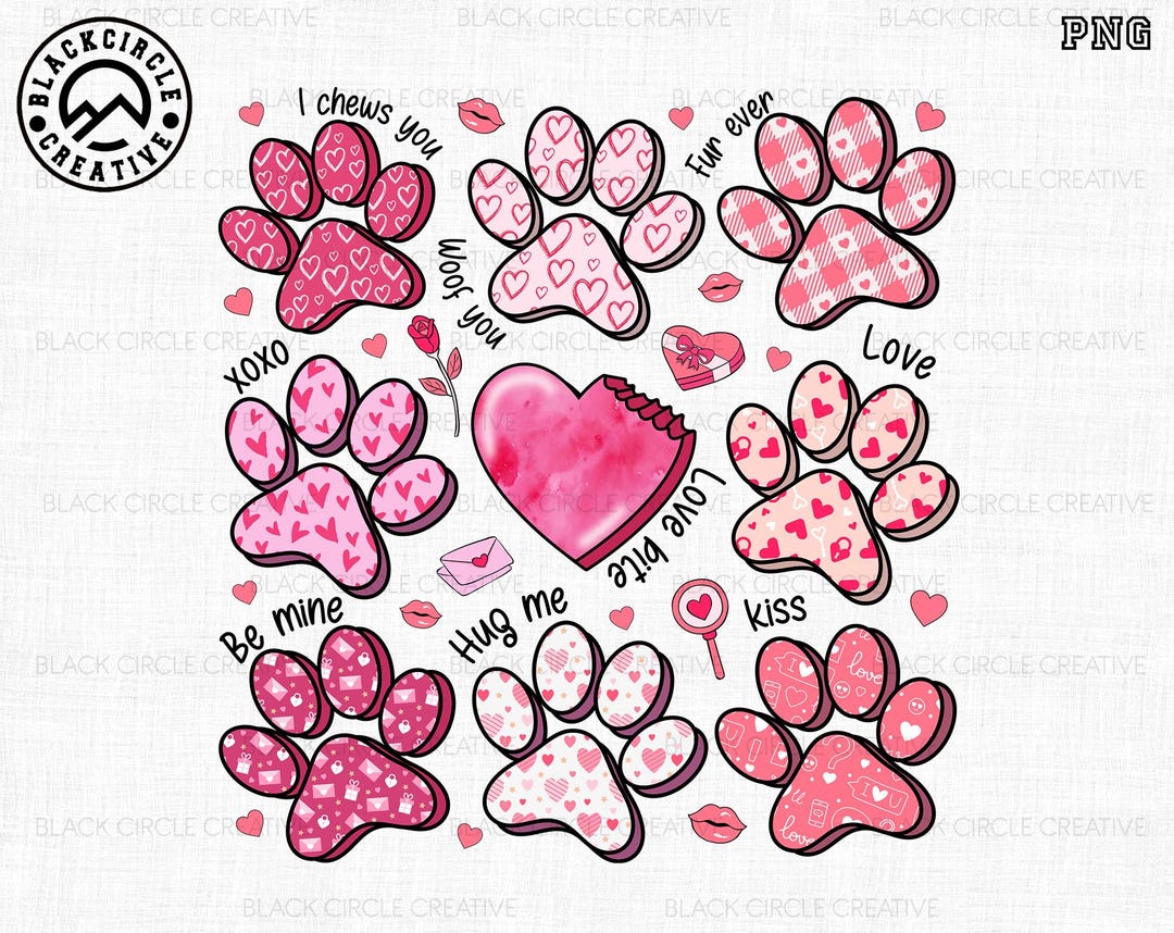 Dog Paw Valentine Heart Png, Valentine Vibes Png, Happy Valentine's Day ...