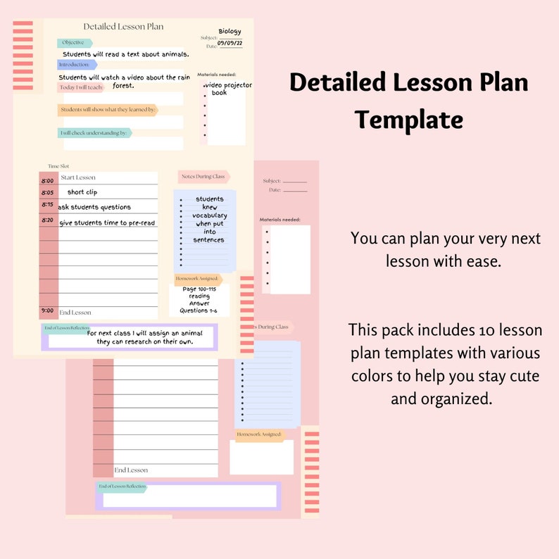 Printable Detailed Lesson Plan - Etsy