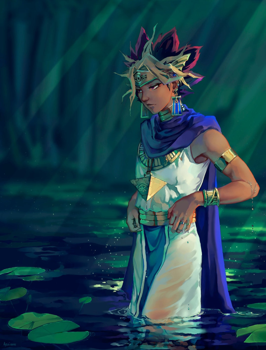 Yugioh Pharaoh Atem in the Palace Pond Art Print - Etsy