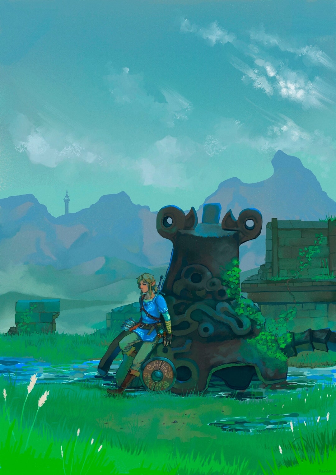 Link and Guardian | the Legend of Zelda Breath of the Wild Art Print - Etsy