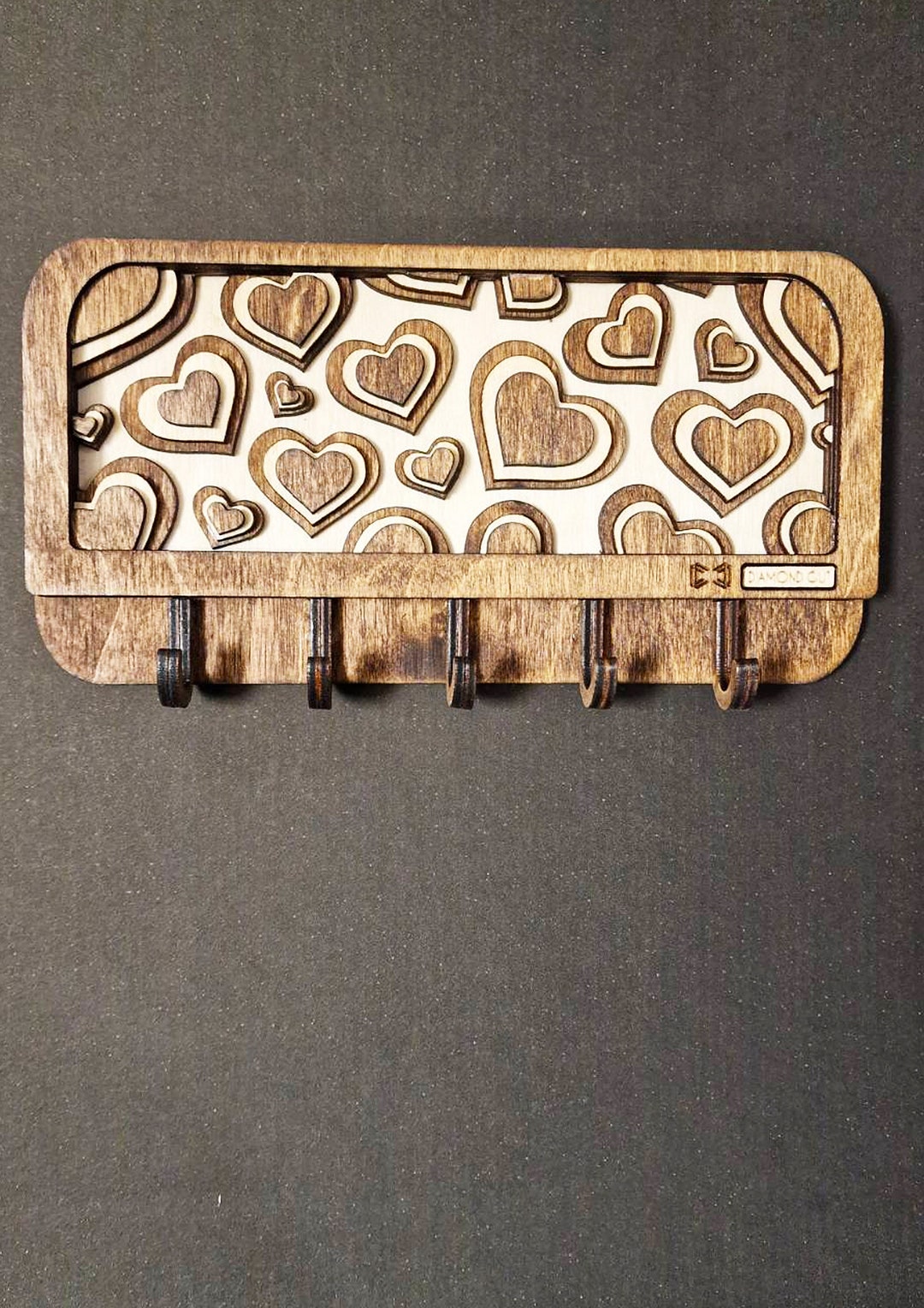 Hearts Wooden Key Holder I Home Decoration I Wall Key Chain Hanger I ...
