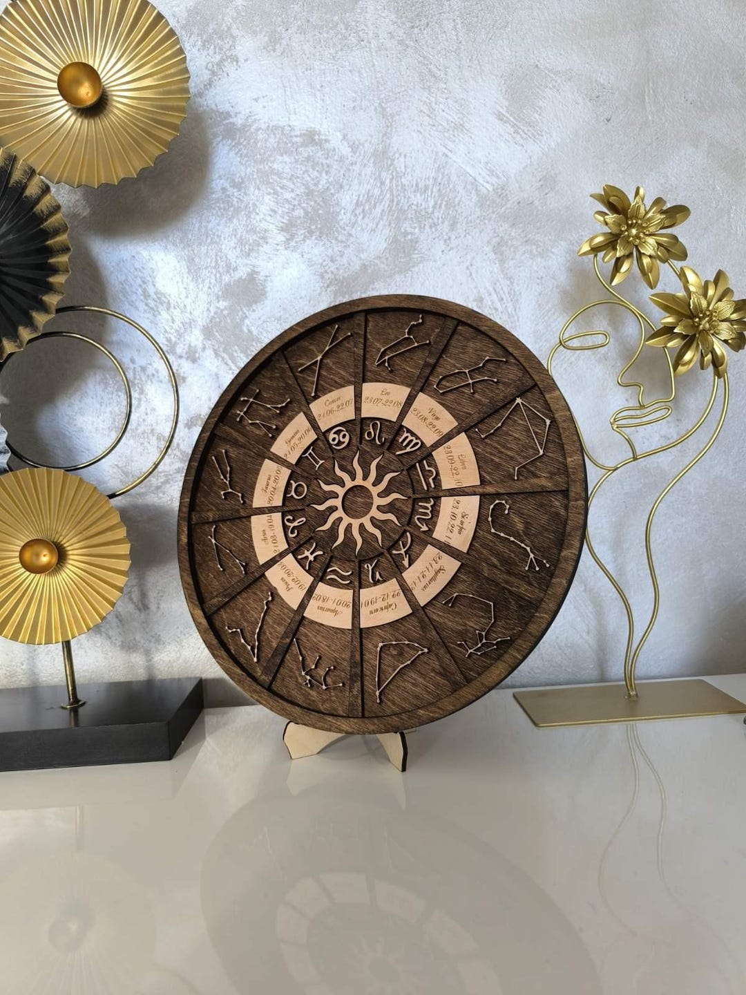 Wooden Zodiac Wheel I Zodiac Signs Plate I Stellar Constellations I ...