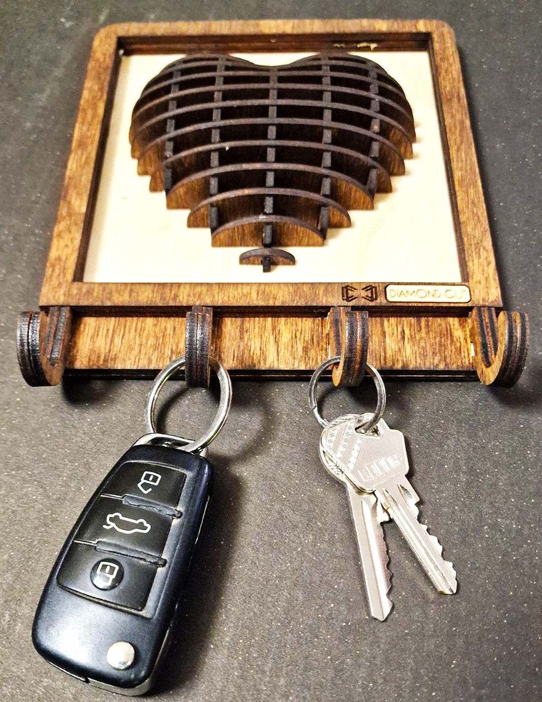 3D Heart Home Key Holder I Wooden Key Chain Hanger I Wall Hooks I ...