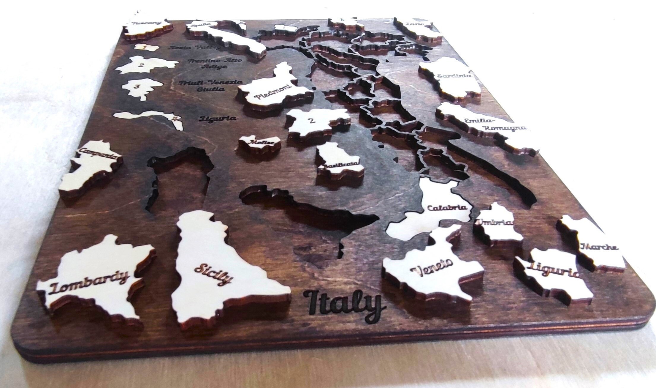 Italy Map I Italy Wooden Puzzle I Wooden Toy Puzzle Map I Laser Cut ...