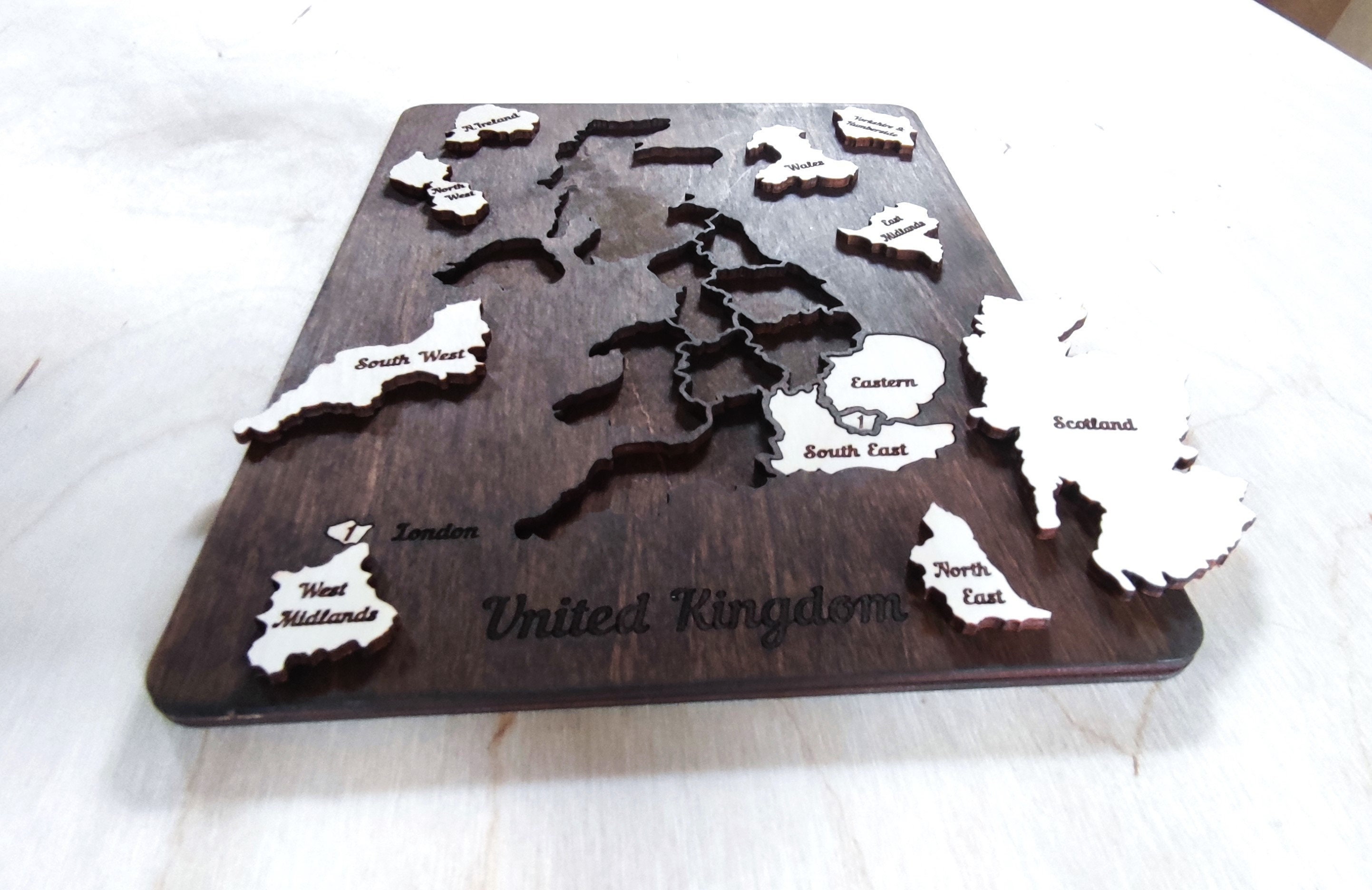 United Kingdom Map I UK Wooden Puzzle I Wooden Toy Puzzle Map I Laser ...