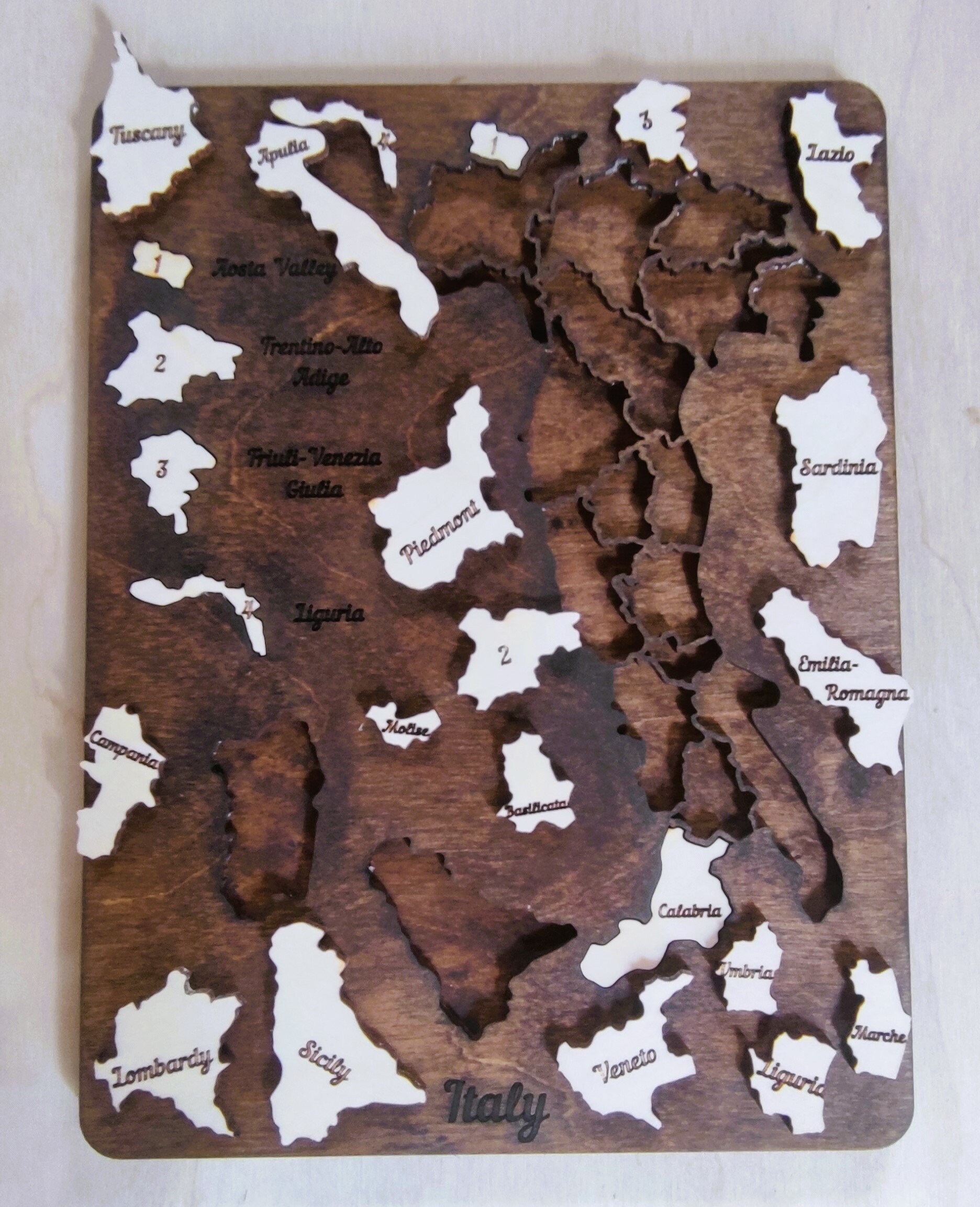 Italy Map I Italy Wooden Puzzle I Wooden Toy Puzzle Map I Laser Cut ...