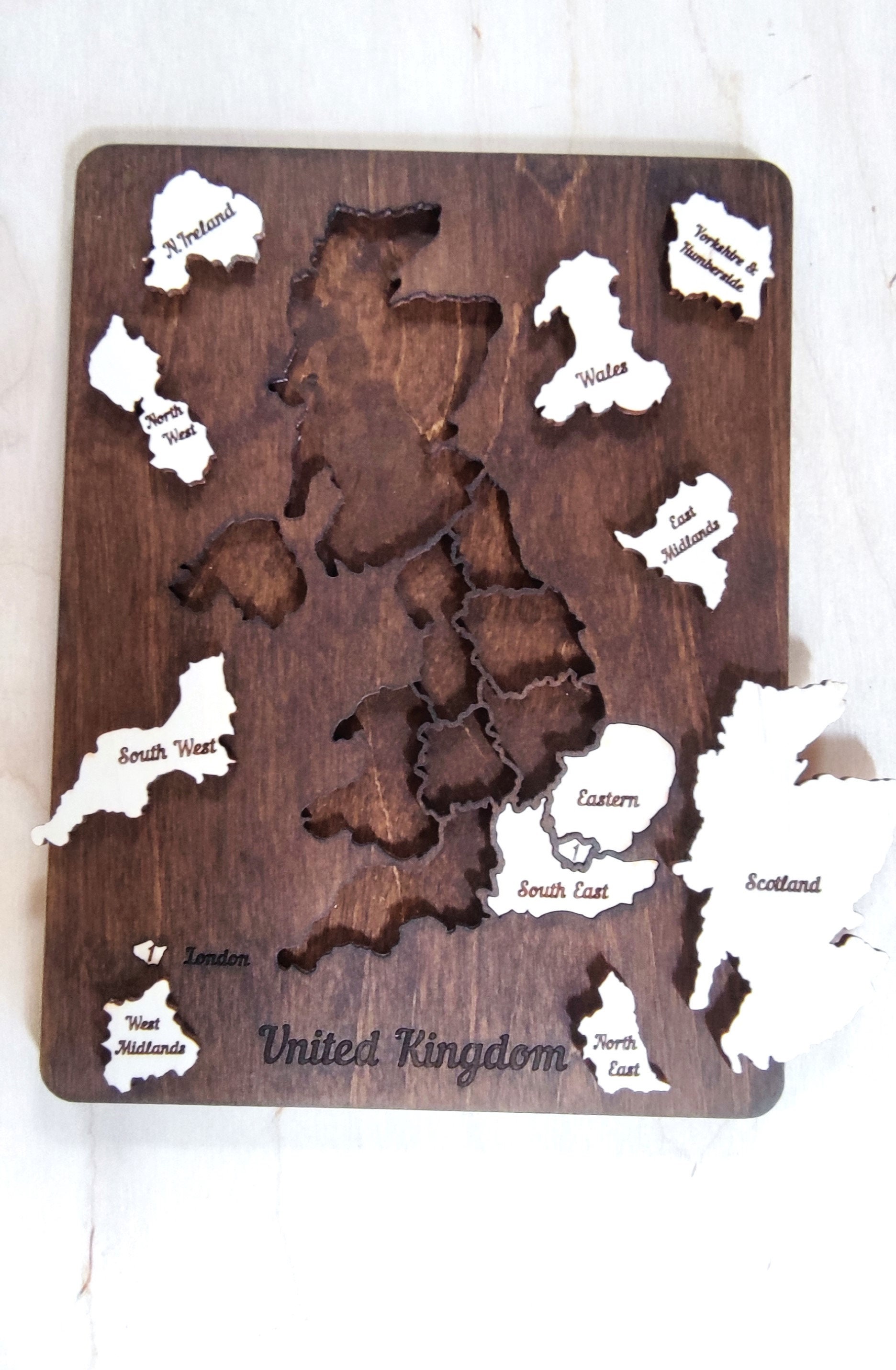 United Kingdom Map I UK Wooden Puzzle I Wooden Toy Puzzle Map I Laser ...