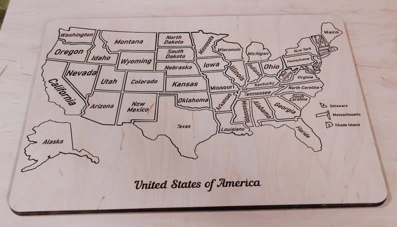 USA Map I United States Wooden Puzzle I Wooden Toy Puzzle Map I Laser ...