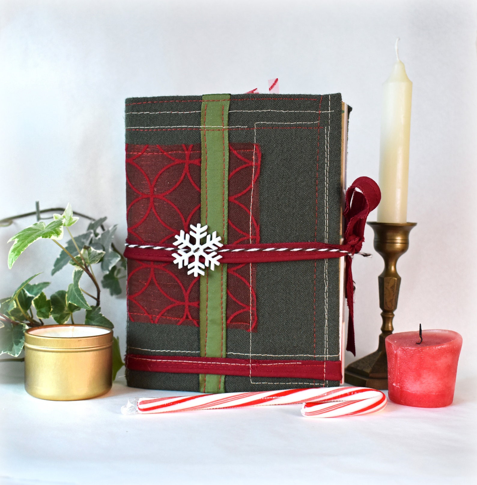 Snowflake Red Junk Journal Semi Hardcover Handmade Christmas - Etsy