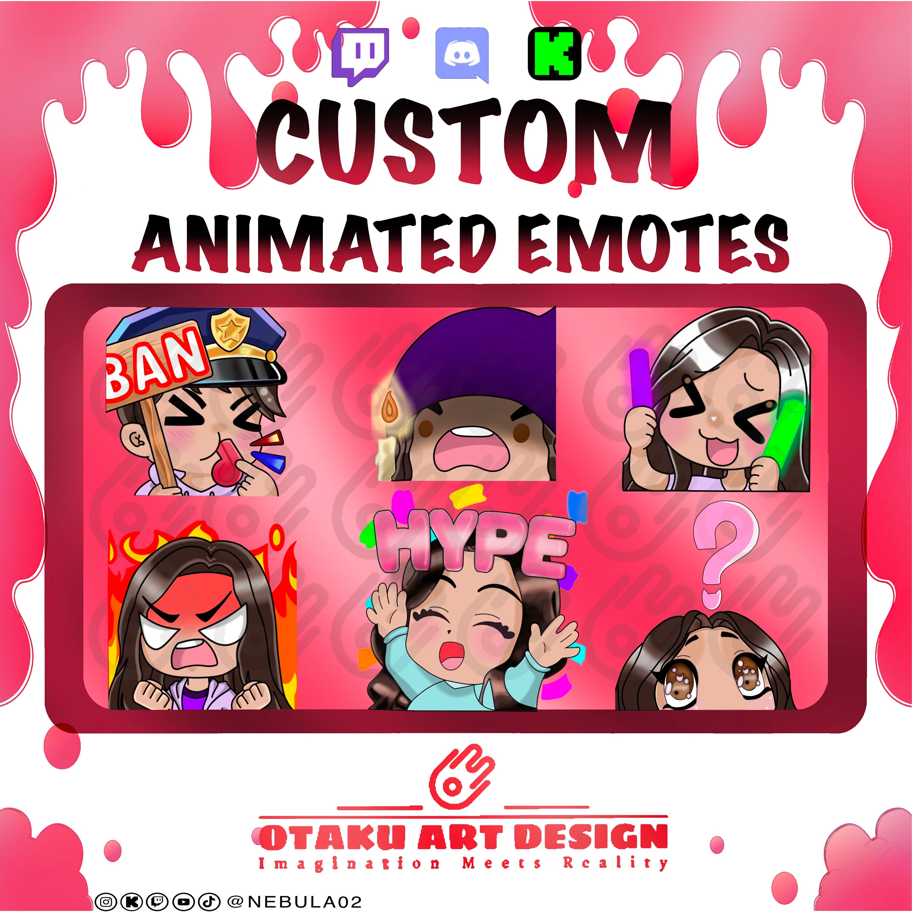 Custom Animated Emotes Twitch Affiliate Emotes Badges Kick Streamer ...