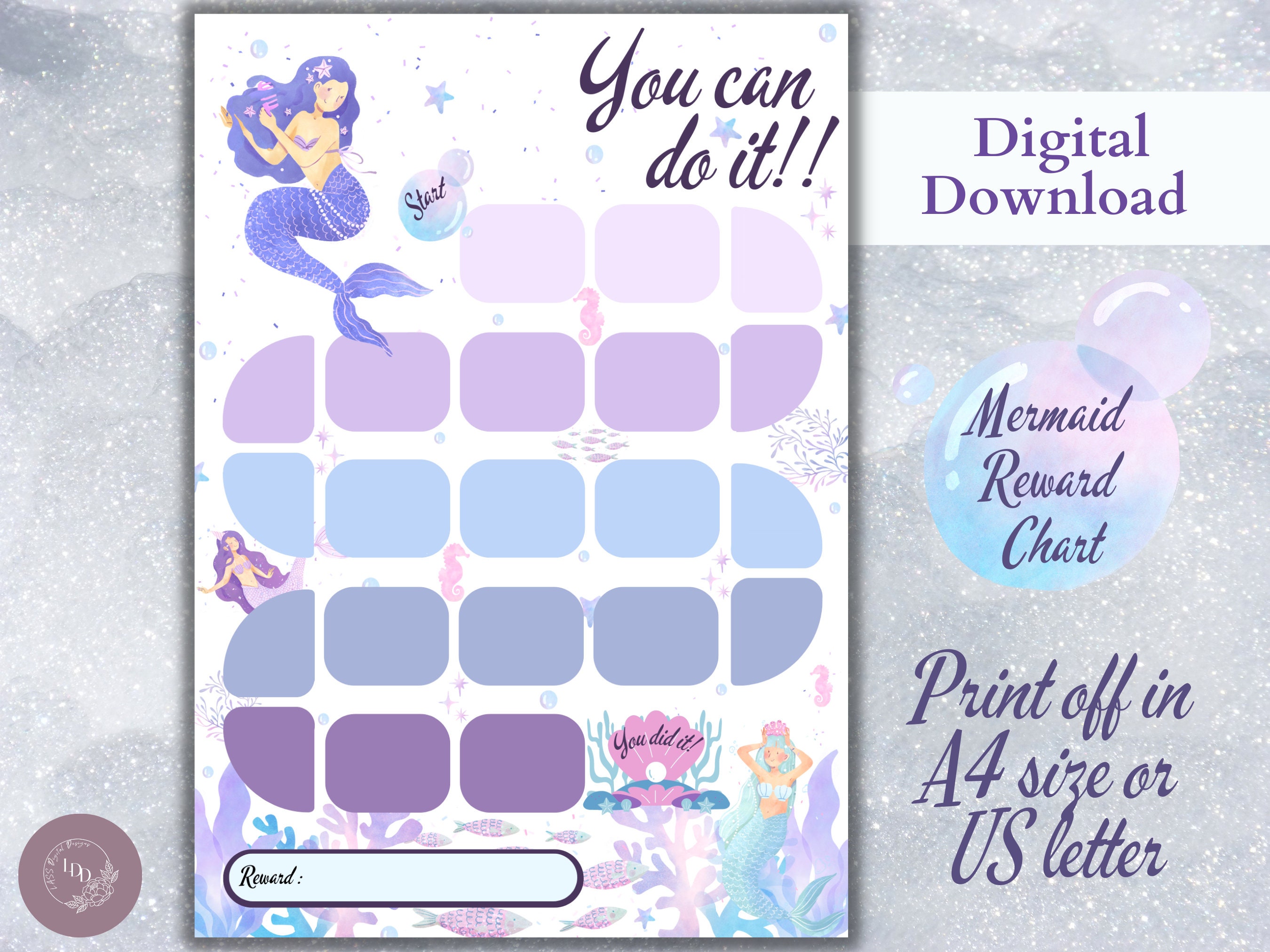 Printable Mermaid Reward Chart Printable Reward Chart - Etsy