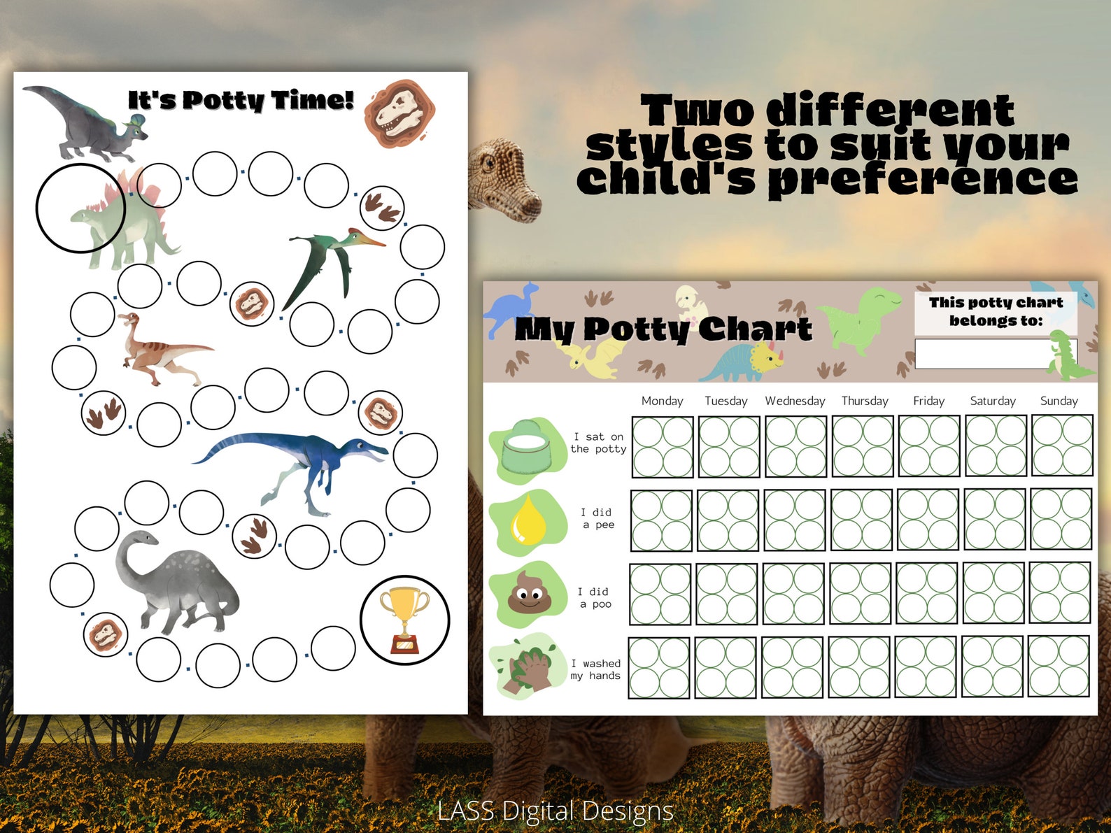 Children's Dinosaur Potty Training Chart, Dino Potty Chart Reward Sheet ...