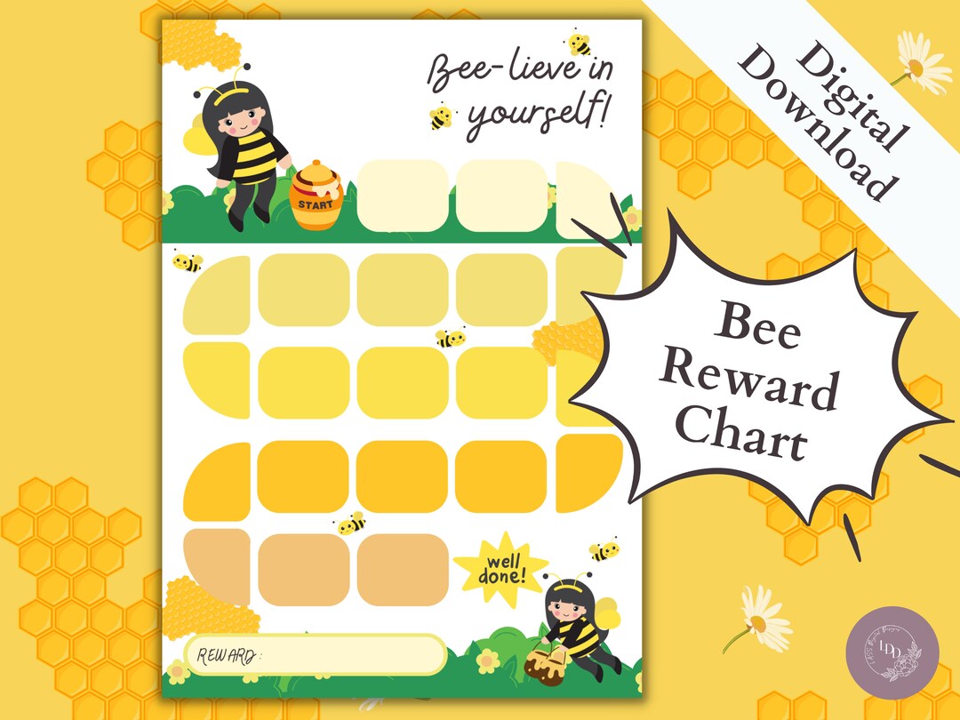 Printable Bee Reward Chart, Kids Behaviour Chart, Bee Sticker Chart ...