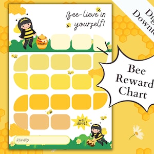 Printable Bee Reward Chart Kids Behaviour Chart Bee Sticker - Etsy