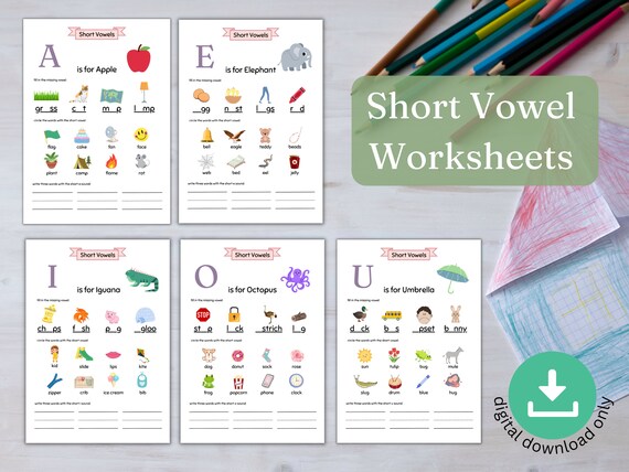 Hojas De Trabajo De Vocales Cortas O Mi Libro Con Actividades Y