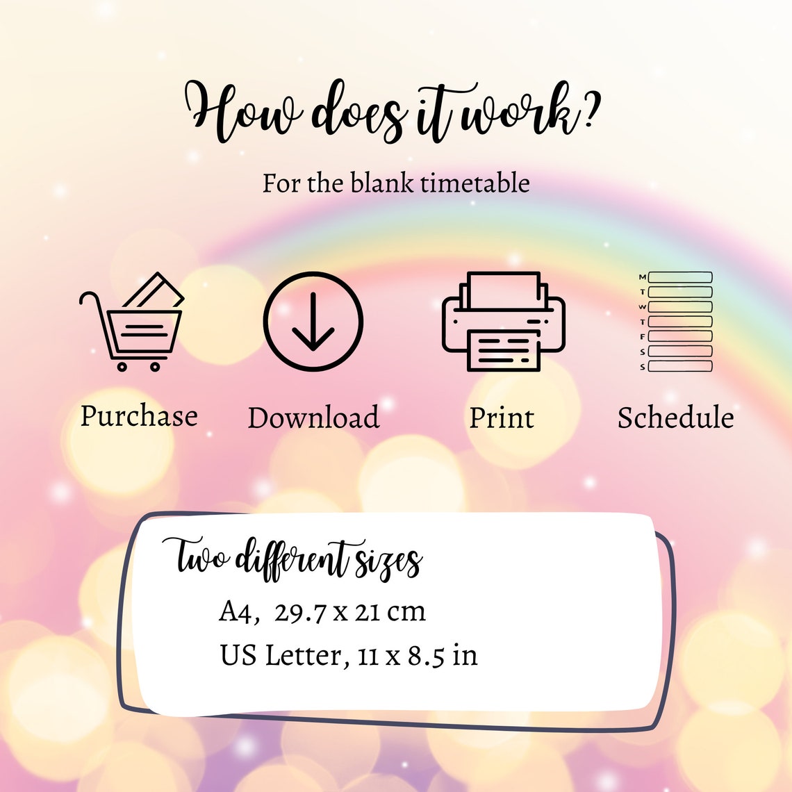 Unicorn Timetable for Kids, Children's Schedule, Weekly Planner, Visual ...