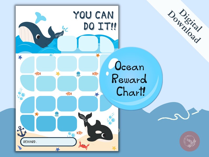 Whale Reward Chart, Ocean Reward Chart, Under the Sea, Toddler Chore ...