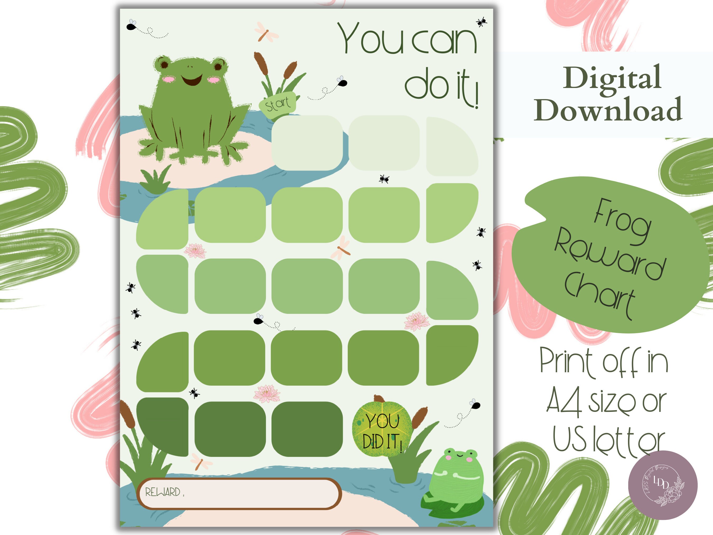 Printable Frog Reward Chart, Kids Reward Chart, Cute Frog Chore Chart ...