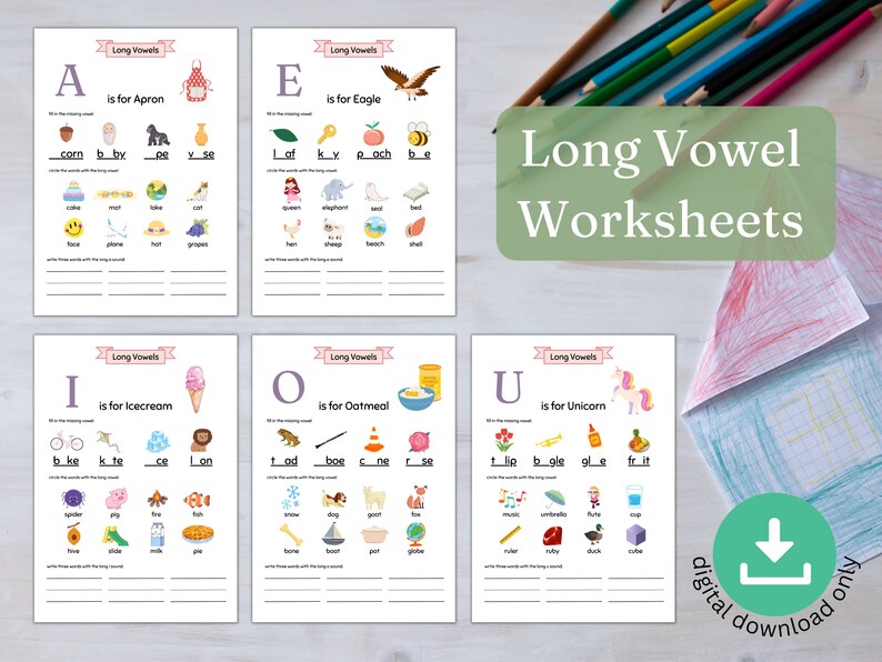 Long Vowel Activity Sheets, Homeschooling Worksheets for Kids ...